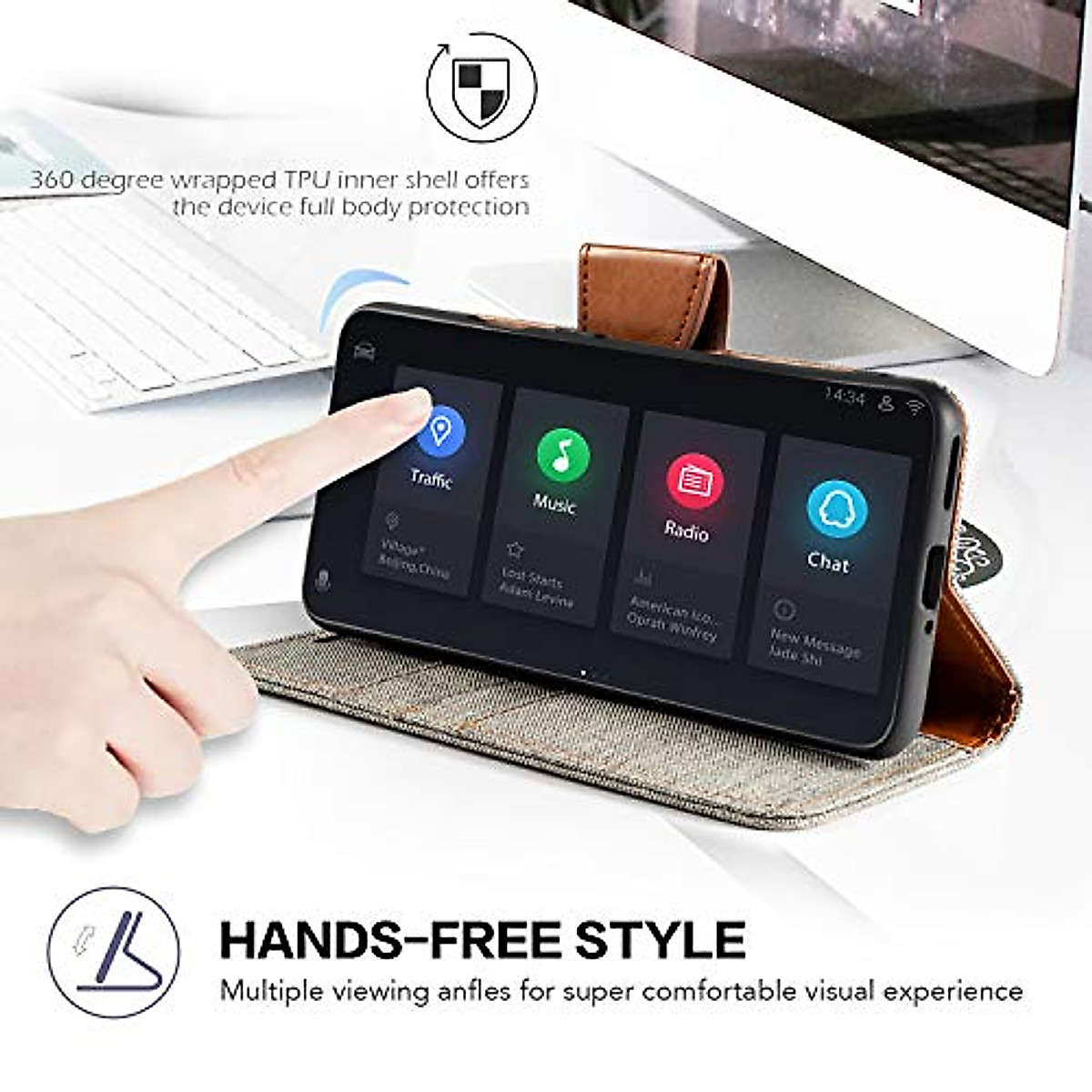 for Infinix Smart 5 Pro Case, Oxford Leather Wallet Case with Soft TPU Back Cover Magnet Flip Case for Infinix Smart 5 Pro (6.52”)