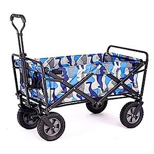 Suuim Collapsible Folding Wagon, Outdoor Folding Utility Wagon 4 Wheeled Folding Camping Cart, Utility Garden Trolley, Portable Outdoor Handcart with Brake,