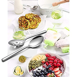 Enwinner Serving Spoons*2 Slot Spoons* 2 Forks *2 Buffet Colander Stainless Steel Banquet Set, Set of 6. Lenght 9" (6-spoon forks set)