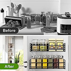 Vetacsion 4 Pack Moveable Fridge Magnetic Spice Racks,Metal Black