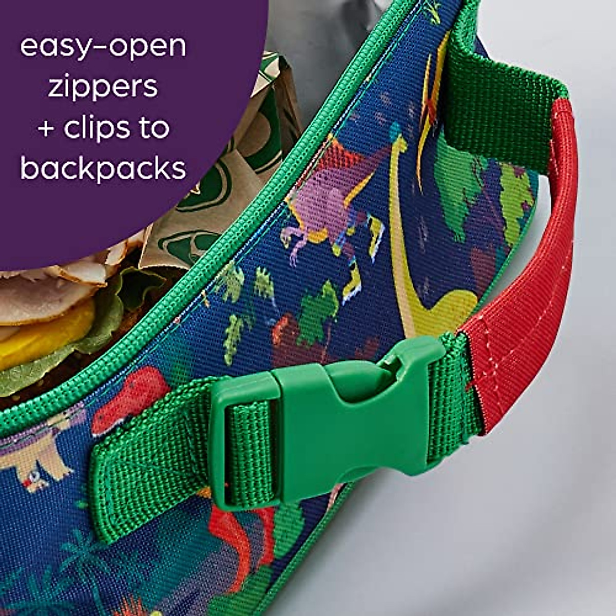 Highlights for Children Lunch Box for Kids, Reusable Insulated Lunch Boxes for Boys and Girls, Food-Safe Easy-Clean Lunch Bag for School (Dinosaur Glow-in-the-Dark - Green)