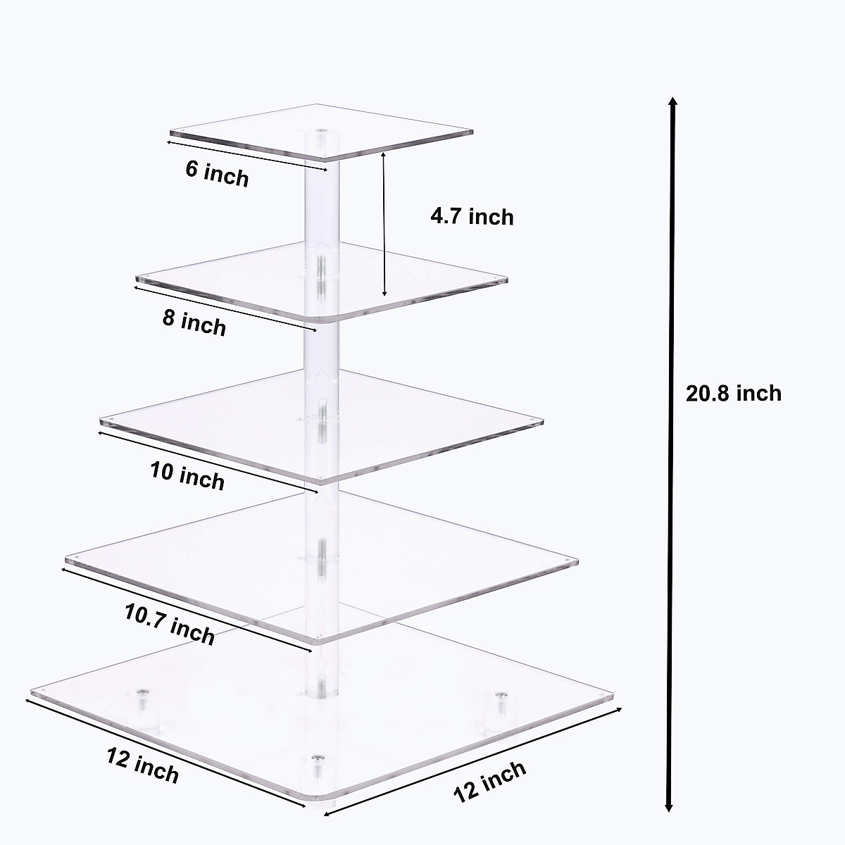 YestBuy Cupcake Stand – 5 Tier Premium Cupcake Holder – Acrylic Cupcake Tower Display – Cady Bar Party Décor –Acrylic Display for Pastry + LED Light String – Ideal for Weddings, Birthday (Pink)