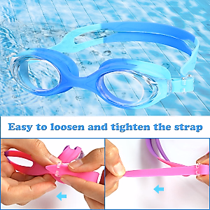 EWPJDK Kids Swim Goggles - 2 Pack Swimming Goggles Anti Fog Anti-UV No Leaking For Children Teens Boys & Girls Age 3-15 (Purple & Blue)