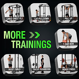 Mikolo Power Cage, 1500lbs Power Rack with LAT PullDown and Cable Crossover System, Squat Rack with Pulley System, Weight Cage for Home Gym with Training Attachments(BLACK)