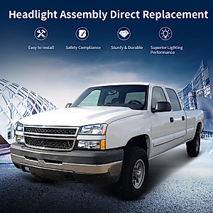 AUTOSAVER88 Headlight Assembly Compatible with 2003-2006 Chevy Silverado Avalanche 1500/2500/3500 Headlights Replacement(Not Fits Body Cladding Models)