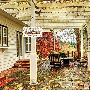 Geetery Football and Fall Y'all Wood Sign Hanging Farmhouse Wall Decor Fall Football Wall Decor Rustic Wooden Autumn Porch Sign for Front Door Home Living Room Garden Harvest Thanksgiving (Lovely)