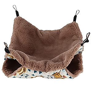 GLOGLOW Double Layer Small Animal Hammocks Small Pet Hanging Hammock Breathable Bunkbed Warm Hammock Polyester Fur, Hamster Warm Hammock for Pet Cage BedsHouses Habitats (S Sun Flower)