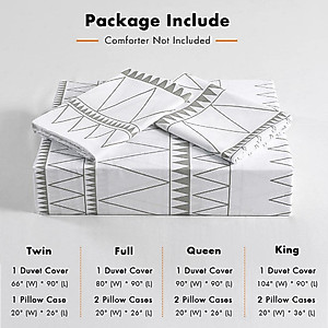 Tokokimo Duvet Cover Set King Size, 3 Pc White Soft Boho Aztec Bohemian Bedding Duvet Cover Sets with Zipper Closure Corner Ties