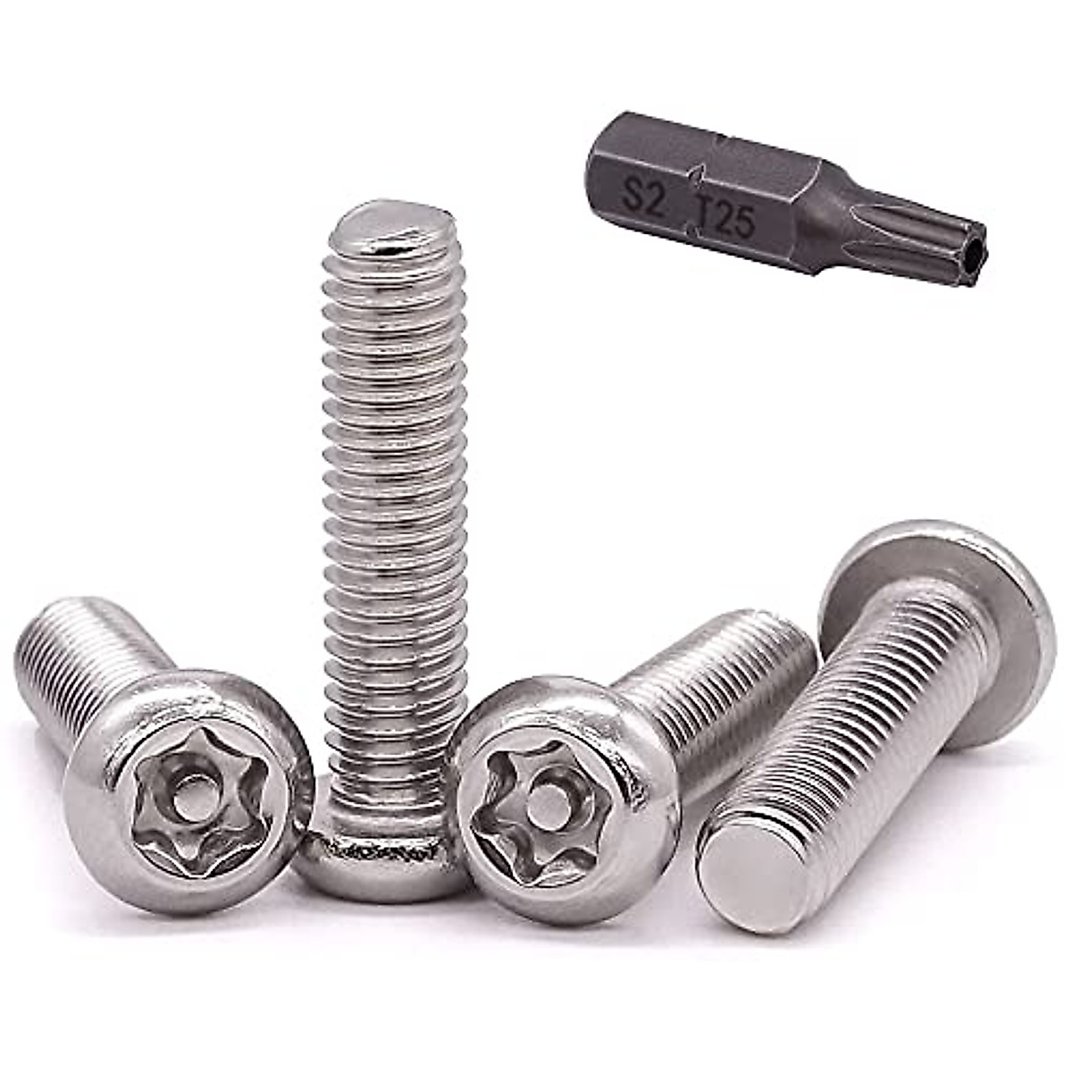 M4-0.7 x 20mm 100 PCS Button Head Torx Security Machine Screws Bolts 304 Stainless Steel 18-8 Tamper Resistant Screws with a Torx Driver Bit, Full Thread, Bright Finish