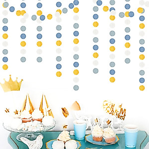 Light-Dusty Blue-Gold Silver Party-Decorations Garland - 52Ft Boys Birthday Baby Bridal Shower Wedding Hanging Streamers Banner,Bachelorette Engagement Graduation Supplies Decor Panduola