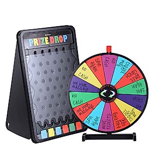 WinSpin 19"x30" Prize Drop Board Game and 24" Tabletop Spinning Prize Wheel Bundle