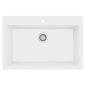 Karran QT-812 Top Mount 33 in. Large Single Bowl Quartz Kitchen Sink in White
