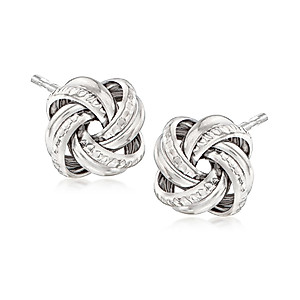 Ross-Simons Italian Sterling Silver Jewelry Set: Love Knot Necklace and Earrings. 18 inches