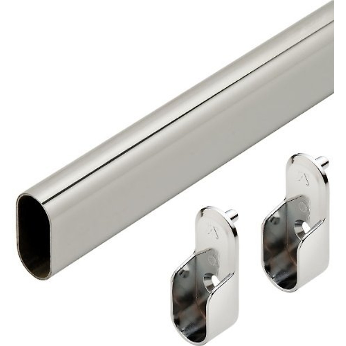 Oval Closet Rod with End Supports (CHROME - 30 inch)