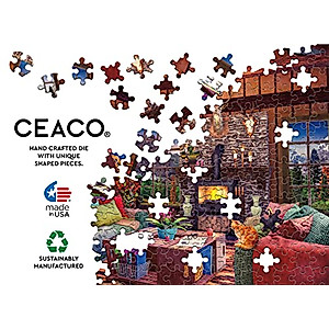 Ceaco - Rustic Lodge - Cozy Fire - 1000 Piece Jigsaw Puzzle, 27 x 20