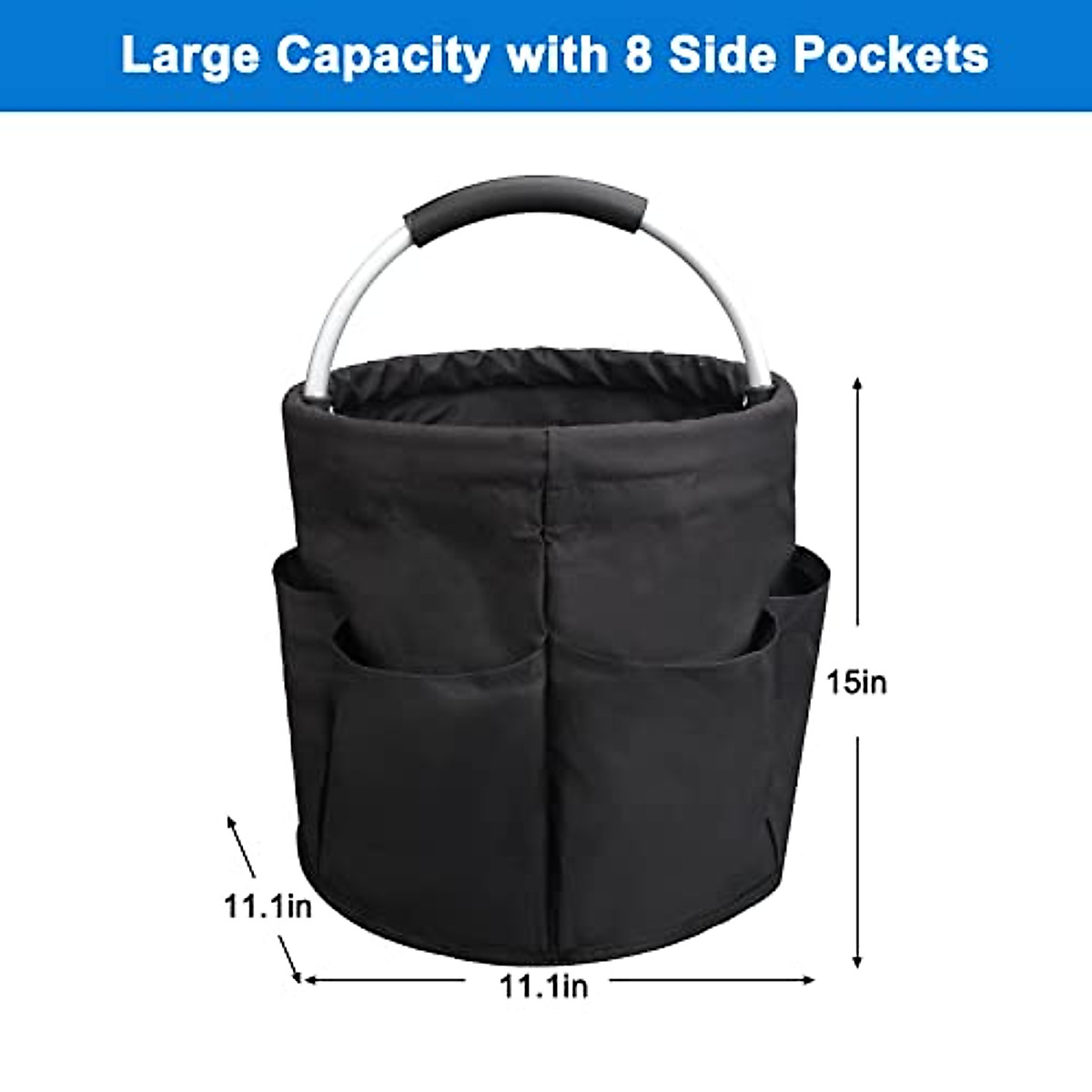 Grey Shower Caddy Portable with 8 Pockets,Large Capacity Travel Shower Caddy Bag for Bathroom College Dorm Room Beach
