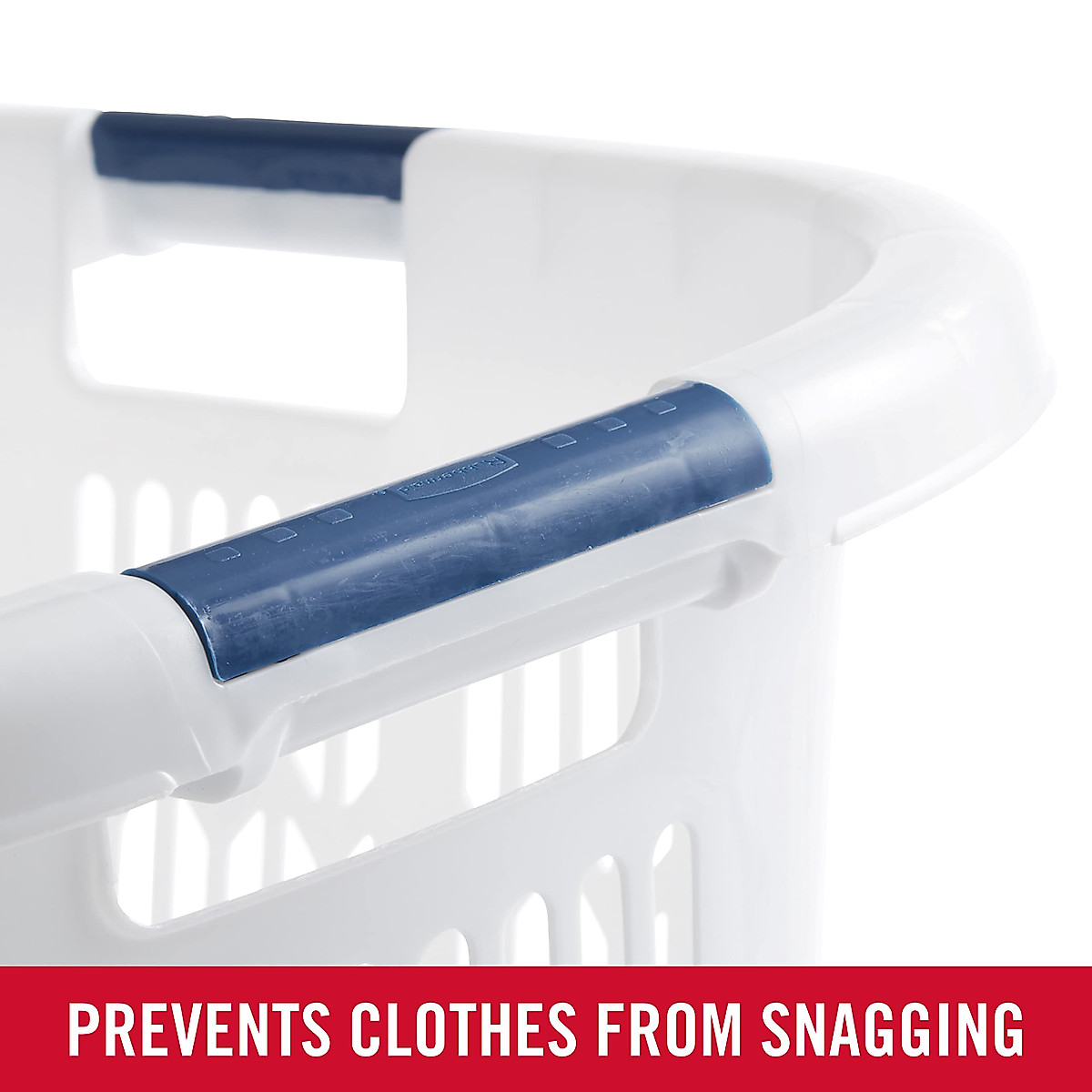 Rubbermaid XL Hip-Hugger Laundry Basket/Hamper, 2.1-Bushel, White, Stackable Storage Bin/Organizer for Bathroom/Bedroom/Dorm/Home