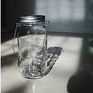 Solar Mason Jar Lights 30 Led,6 Pack Large-Size Solar Hanging Glass Jar Starry Fairy Lights,Solar Lanterns for Outdoor Patio Party Garden Decor Lights (Jars and Handles Included)