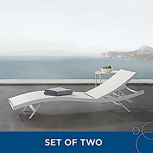 Modway EEI-4038-WHI-WHI Glimpse Outdoor Patio Mesh Chaise Lounge Set of 2, White White