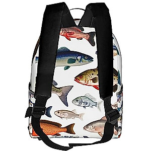 BAFAFA Different Fish Printed Travel Backpack Business Work Bag Computer Bag Outdoor Sports Rucksack