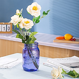 6 Pack Mason Jars, 32 oz Regular-Mouth Glass Storage Jar with Metal Airtight Lids, Modern Design Food Storage Container, Claplant Kitchen Canisters, Food Storage Canister for Canning (BLUE）