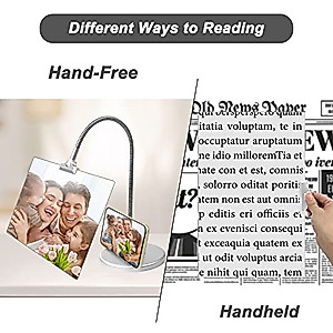 5X Magnifiers with Stand, 10"x6" Flexible Gooseneck Full Book Page Magnifying, Large Book Page Magnifier for Reading Small Prints & Low Vision Seniors with Aging Eyes, Sliver