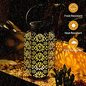 Solar Lanterns Outdoor Garden Decor - 2 Pack LED Garden Lantern Hanging Solar Powered with Handle Waterproof Decorative Retro Metal Solar Lights for Table Patio Yard Pathway Walkway Christmas - Large