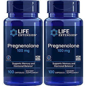 Life Extension Pregnenolone 100 Mg, 100 capsules, 2 Bottle Pack