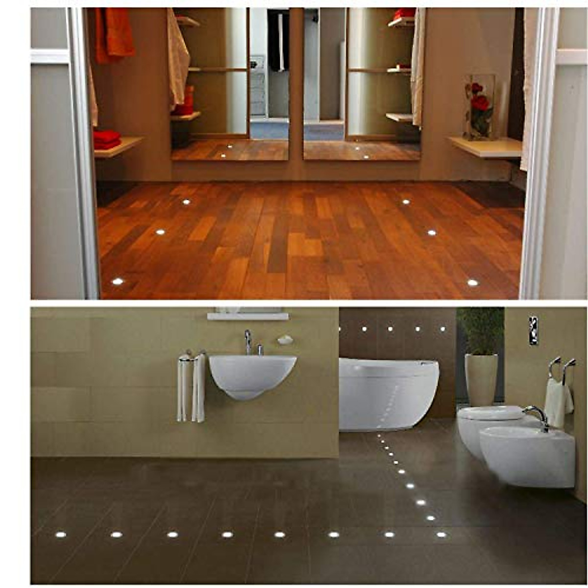 0.7" Tiny LED Deck Lights, QACA Landscape Lighting for Garden, Patio, Stairs Outdoor and Indoor Decoration Security Cool White(Pack of 10)