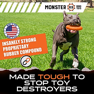Monster K9 Indestructible Chew Ring - Lifetime Replacement - Ultra Durable Dog Toy for Aggressive Chewers - Chew, Tug, & Fetch - Best Tough Dog Toy for Medium & Large Breeds - Made in USA - 6.5in