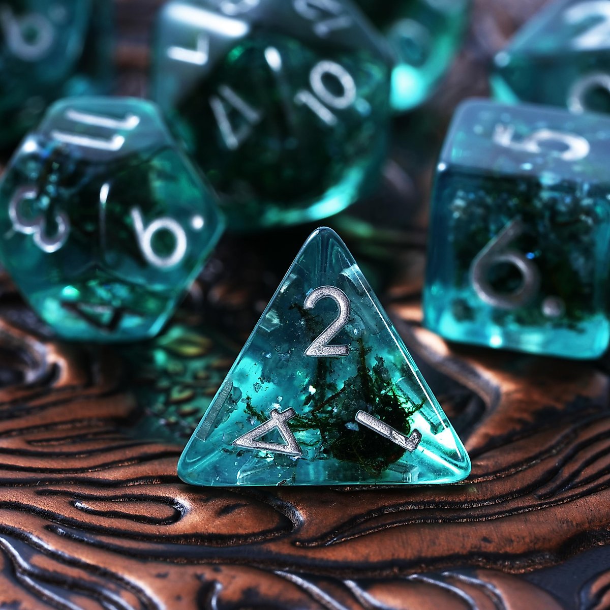 Ocean Moss Dice Set for DND - Unique Aquamarine Ocean Moss for Role Playing Games (RPG) - Detailed Stunning Textured Resin Polyhedral Dungeons and Dragons Dice Set for D&D, Pathfinder, and More