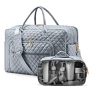 LOVEVOOK Travel Duffle Bag, Weekender Bag for Women with Toiletry Bag Carry on Overnight Bag with Laptop Compartment, Yoga Gym Bag with Wet Pocket Shoe Bag, Hospital Bag for Labor and Delivery, Beige