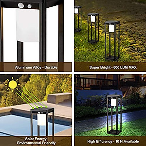 BRIMMEL Outdoor Solar Floor Lamp Solar Powered Patio Landscape Garden Motion Sensor Aluminum Path Light for Deck Balcony Yard Cordless Rechargeable Ip44 Waterproof Super Bright, Black 20" SG601057