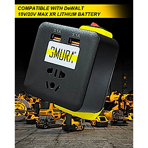 150W Portable Power Supply Inverter Fit for Dewalt Battery, DC 18-20v to AC 110-120v for Road Trip Home Emergency Laptops and Other Small Devices Tool, with Dual USB 5V 3.1A and 1 AC Socket