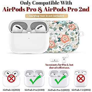 KINGXBAR AirPods Pro 2nd Generation & AirPods Pro 1st Case Cover for Women Girls Cute Floral Bling Soft Protective Cover with Keychain for Apple AirPods Pro Charging Case Rabbit