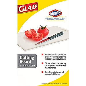 Glad Extra Large Kitchen Cutting Chopping Board | Dishwasher Safe | Non Porous, Easy to Clean, Gentle on Knives | 16.25" x 10.25", Color Will Vary