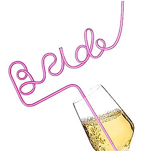 DmHirmg Bride Straw,Large Plastic Pink Bride Drinking Sipping Straw Reusable Letter Drinking Straw for Bridal Wedding Shower Bachelorette Hen Party Decoration Bride to Be Gift Party Supplies Favor