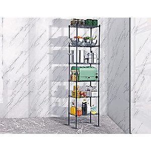 BIQWBIC 6 Tier Storage Shelf Wire Shelving Unit, Adjustable Shelves Standing Metal Storage Rack for Kitchen Pantry Closet, Steel Storage Shelves Display Organizer Rack, 17" Lx12 Wx63 H, Black