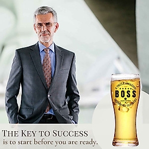 Onebttl Boss Gifts for Men, Beer Glass for Boss, 15 oz Pint Glass, Beer Mug, Perfect Boss Idea for Men/Male in Boss Day, Birthday, Christmas, Appreciation, Office - Amazing