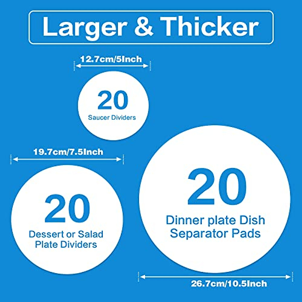 Plate Separators Storage, Set Of 60 And 3 Different Size, Thick and Premium Soft Felt Plate Dividers For China/Dish/Coffee Saucers Protecting and Stacking