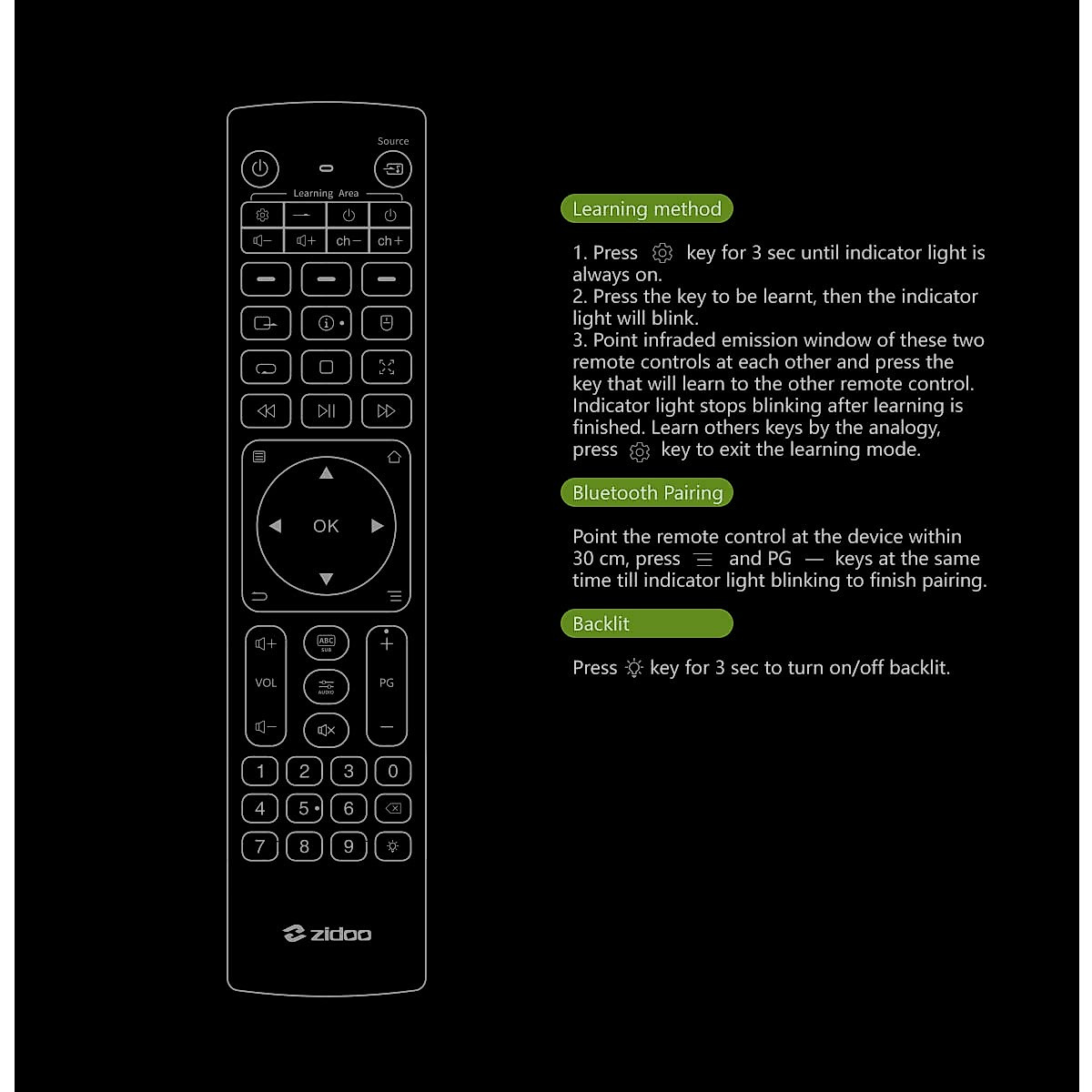 zidoo V12 Bluetooth and Infrared Version for zidoo Z9S Z9X Z10 Z10pro X20 X20pro Z1000 Z1000pro and UHD2000 UHD3000 Neo S Neo Alpha