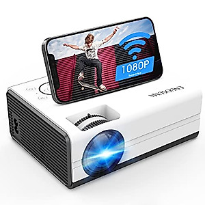 ENUOSUMA Mini Projector WiFi Projector 7500L, Portable Video Projector with Synchronize Smartphone Screen for Home Outdoor, Movies Projector Support 1080P, Compatible with iOS/Android/HDMI/USB/AV