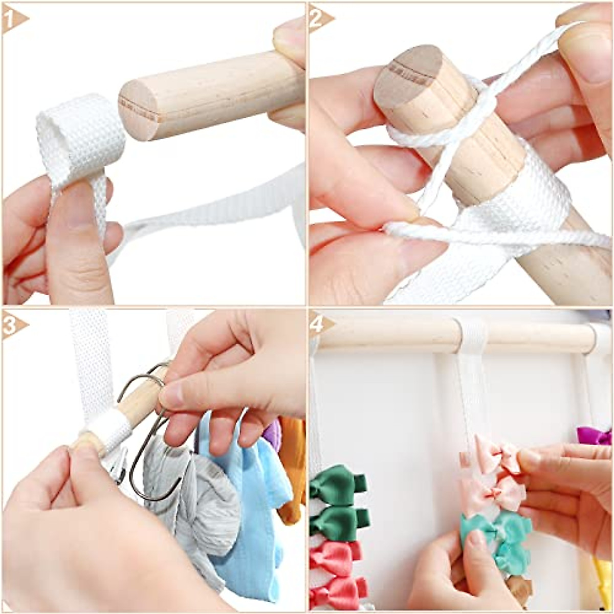 ALinmo Bow Holder for Girls Hair Bows, Bow Hanger for Baby Girl Hair Accessories, Head Band Holder Wall Hanging Decor, Bow Organizer for Baby Girls Room, Nursery, Ornament Gift