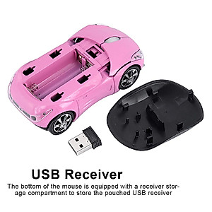 ASHATA 2.4G Car Mouse with USB Reciver 1600DPI Optical Mouse for PC Computer Laptop Tablet, High Cute Mouse for Win XP//Win7/ME/2000/for Mac OS ()