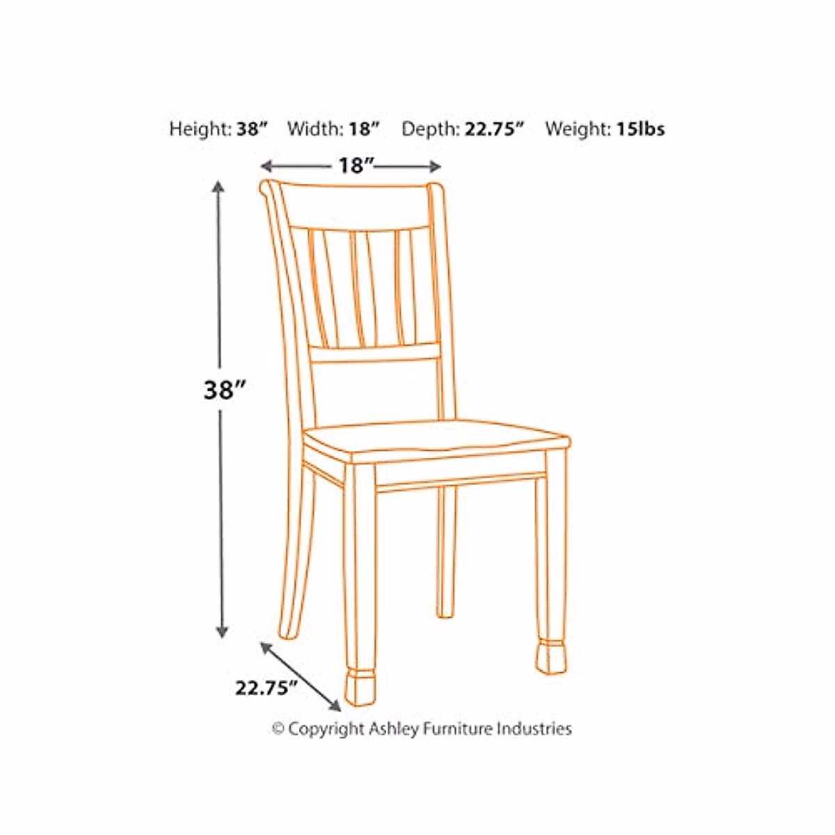Signature Design by Ashley Whitesburg Cottage Rake Back Dining Chair, 2 Count, Brown & White