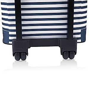 ONIVA - a Picnic Time brand Portable Rolling Cooler with Wheels and Handle, Water-Resistant Wheeled Trolley, (Navy Blue & White Stripe)