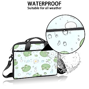 Laptop Bag for Women Men Waterproof Laptop Shoulder Bag 14-15.6 Inch Computer Messenger Bag Carrying Case (Cartoon Frogs)