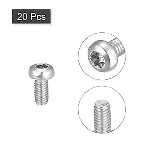 uxcell M3x6mm Torx Security Machine Screws, 20pcs 316 Stainless Steel Pan Head Tamper Proof Screw Fasteners Bolts