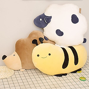 ARELUX Bee Plush Pillow Stuffed Animal, Fuzzy Yellow Honeybee Plushie Doll Pillow, Soft Anime Pillow Toy Gift for Kids, 19.6in