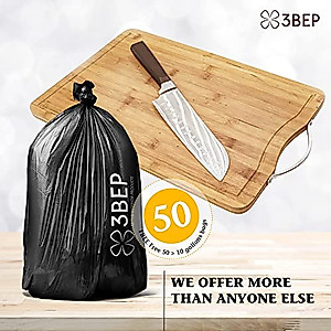 3BEP Tilt Out Trash Cabinet Bamboo Countertop |Under Counter Garbage | Pet Proof Trash Can Tilt Out Hamper, Free Bamboo Cutting Board, 50Pk 10-Gallon Trash Bags, White